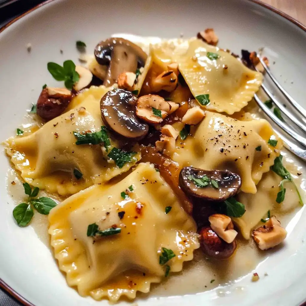 Sweet Potato Ravioli with Mushrooms & Hazelnuts recipe - Her Easy Recipes